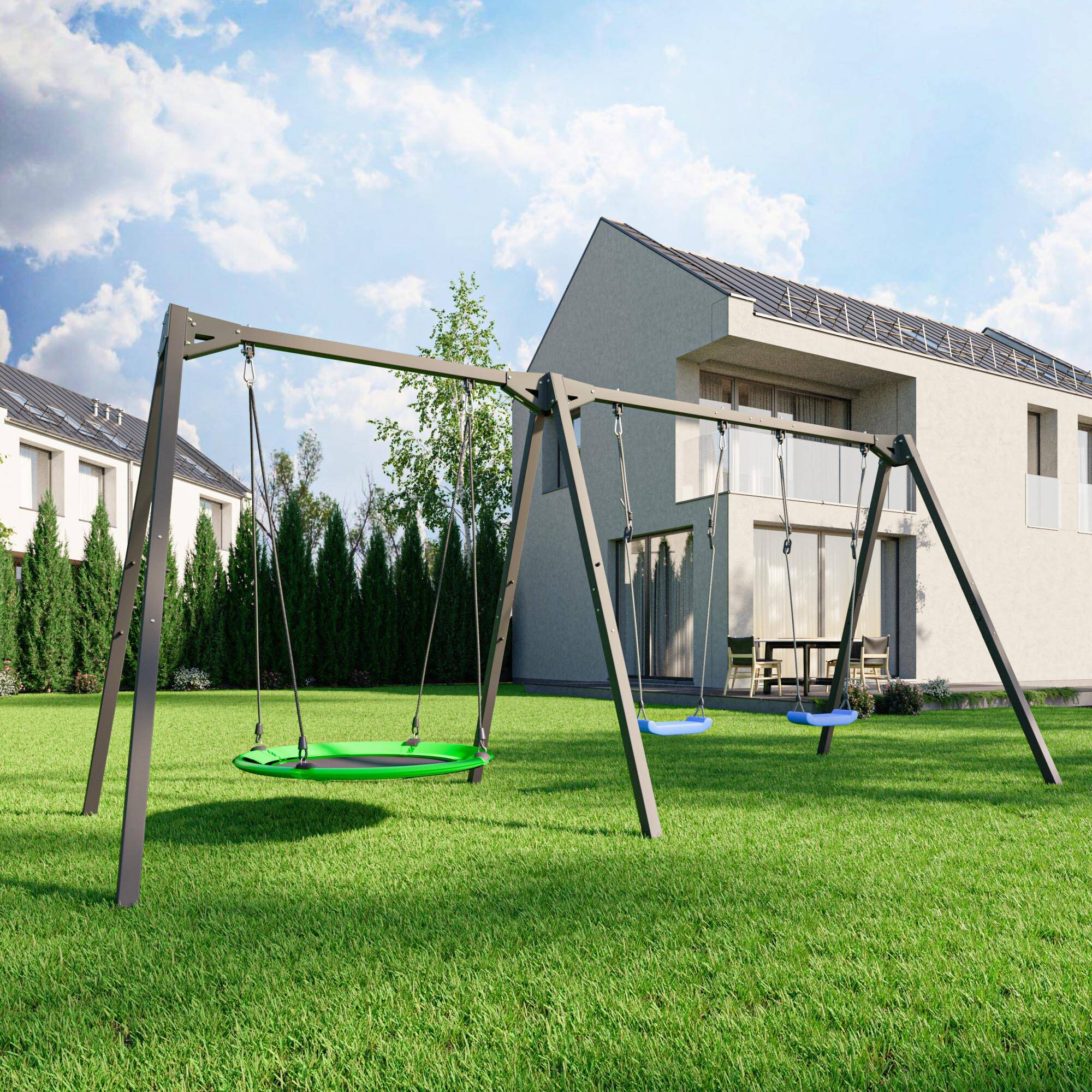 Three-person swing with bearings (frame) PREMIUM MO-014 - Marbo Sport ...